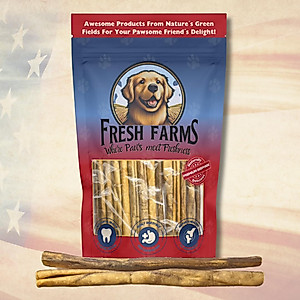 Fresh Farms Natural Collagen Sticks for Dogs 12 Pack - 12 Inches Long-Lasting Alternative to Bully Sticks, Rawhide-Free Collagen Chews w/Chondroitin & Glucosamine for Joint Support & Dental Health