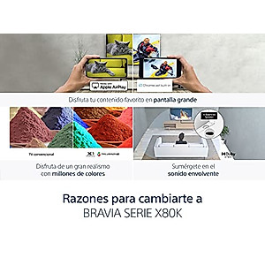 Sony 50 Inch 4K Ultra HD TV X80K Series: LED Smart Google TV with Dolby Vision HDR KD50X80K- 2022 Model (Renewed)