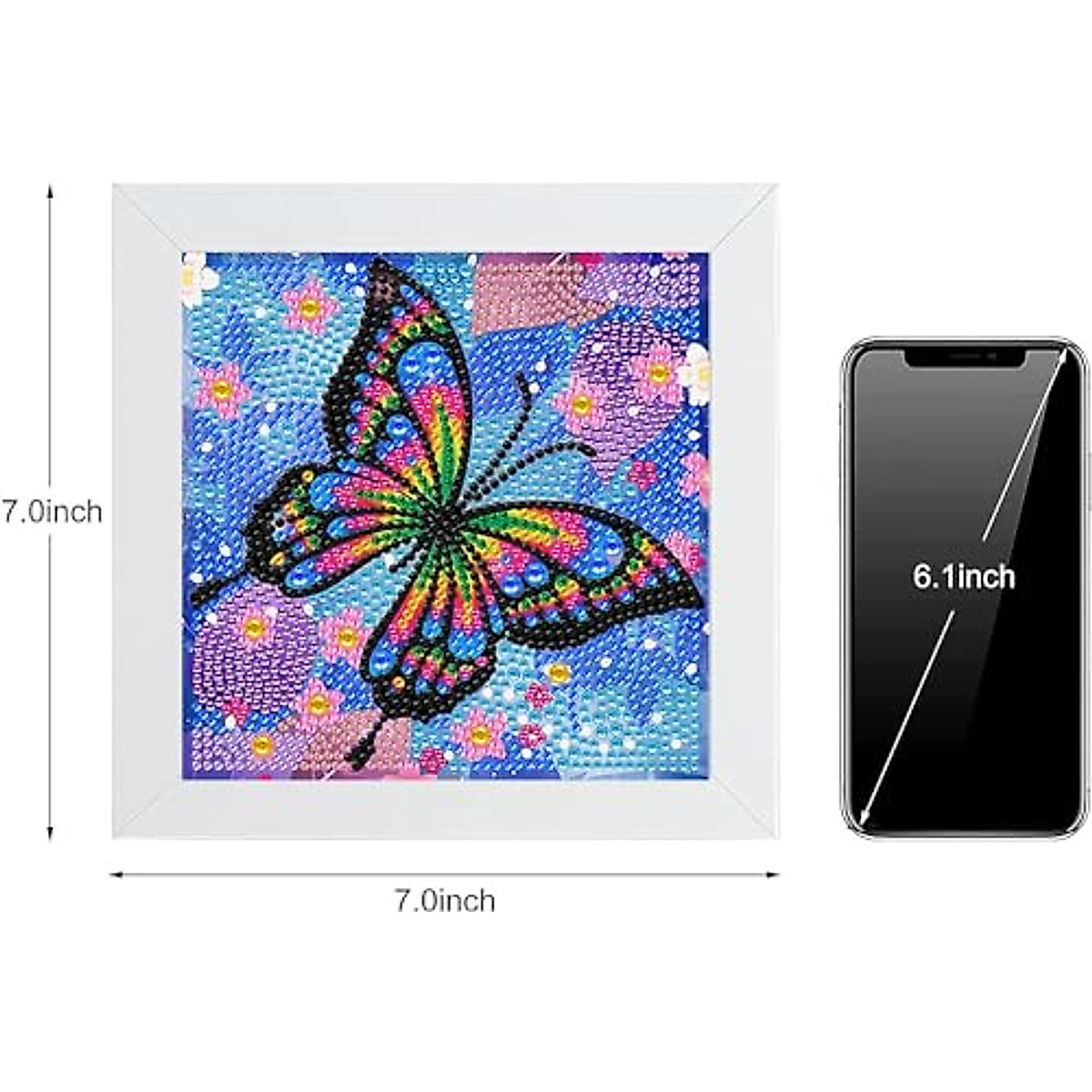 Nzhidey Butterfly Diamond Art Kits for Kids-Butterflies Diamond Art Painting Kits for Kids with Frame,Butterfly Diamond Art for Kids with Beautiful Package for Gift (6x6 inch)