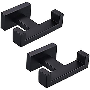 Angle Simple Double Towel Hook 2 PCS, Stainless Steel Shower Bath Towel Holder, Bathroom Robe Hook, Modern Wall Hook, Matte Black