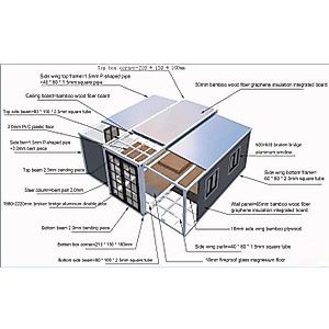 Expandable prefabricated Home Mobile, Prefab House for Hotel, Booth, Office, Guard House, Workshop - Efficient and Versatile Living Solution (20FT*40FT)