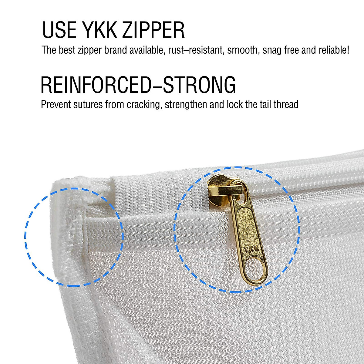 MIFNRO Large Capacity Sock Laundry Bag With Wire Construction Opening Use YKK Zipper Tote Bag Bathroom Hanging Suitable For Underwear, Socks Fine Mesh Laundry Bag 1 Blue