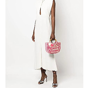 GOGREENWOVEN Straw Bag - Straw Purse for Women - Summer Woven Beach Tote Bag - Handmade Bamboo Handle Handbag