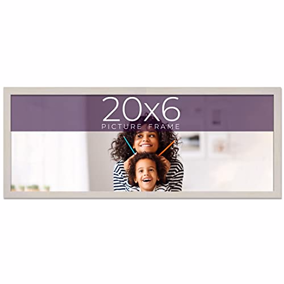 20x6 Frame Real Wood Picture Frame Width 0.75 Inches | Interior Frame Depth 0.5 Inches | Light Wood Traditional Photo Frame Complete with UV Acrylic, Foam Board Backing & Hanging Hardware
