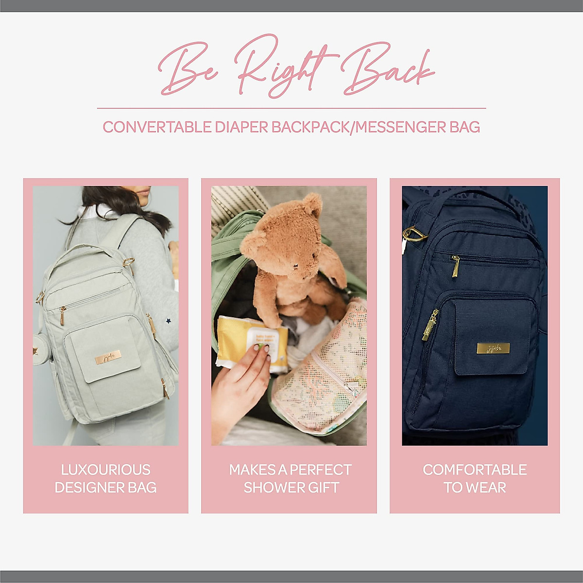 JuJuBe | Be Right Back Baby Diaper Bag Backpack - Travel Backpack for Women - Machine Washable | Tibetan Red