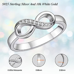 MYSTCODE Moissanite Rings for Women Moissanite Wedding Band Moissanite Solitaire Engagement Ring Infinity Ring 954 Sterling Silver Rings Promise Rings for Mom Wife Jewelry Gifts
