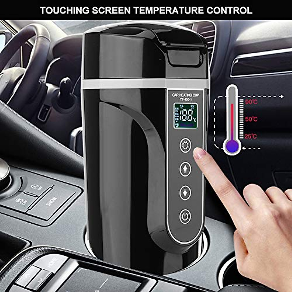 Car Home Dual-Use Electric Kettle Water Heating Cup with Temperature Control and Cigarette Lighter 12V Convenient and Versatile Travel Companion
