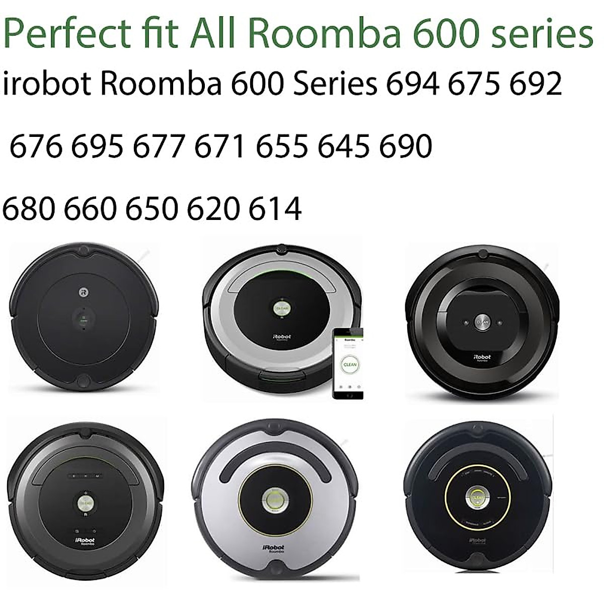 Replacement Parts Accessories Compatible for iRobot ALL Roomba 600 Series :675 670 665 690 692 694 671 677 650 655 614 620 Side Main Roller Brush Filter