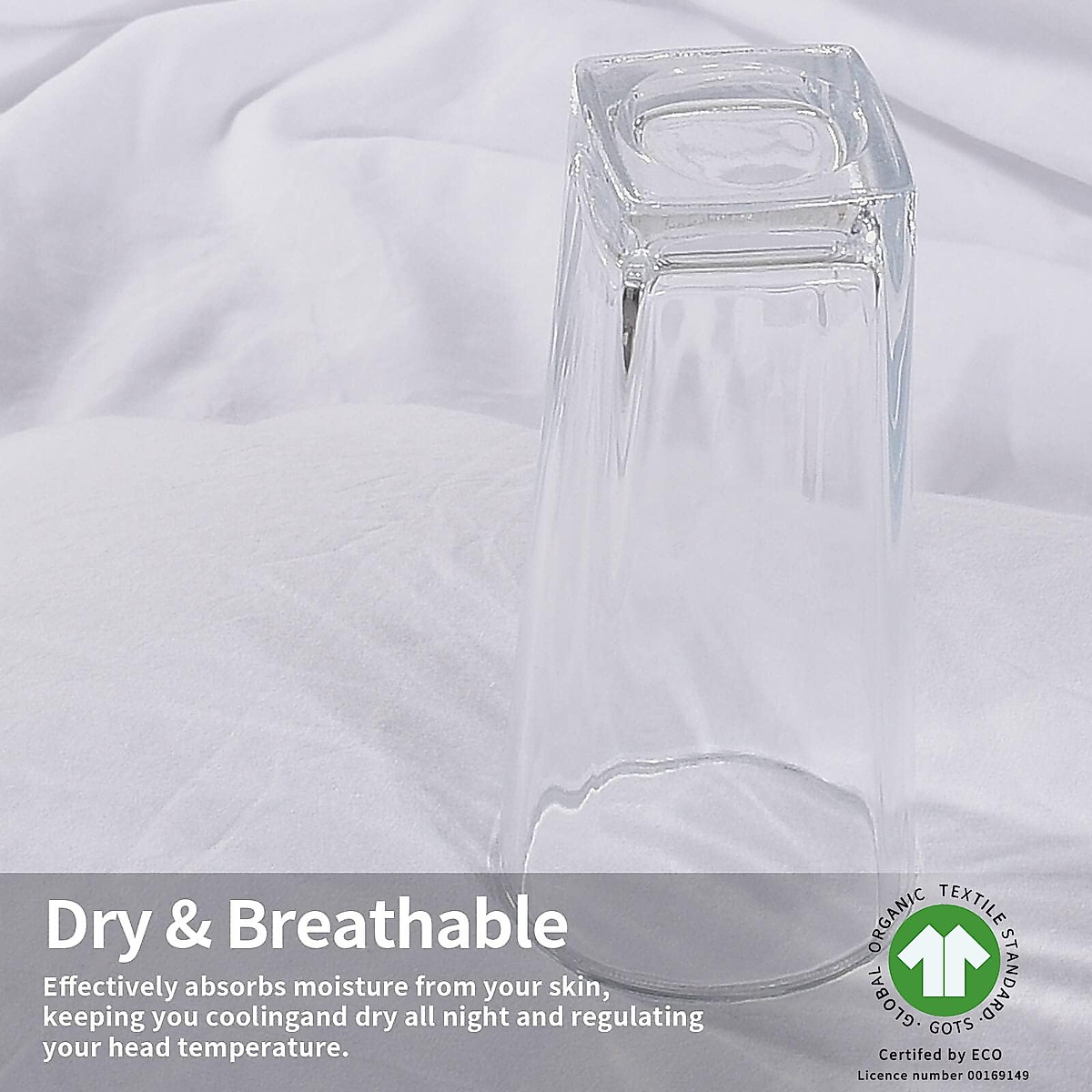 NEXHOME PRO 100% Organic Cotton Queen Pillowcases Set of 2, Envelope Closure Linen Feel Textured Natural, Soft and Durable, Premium Cooling Pillow Cases for Bed (20x30 inch, White)