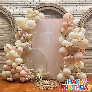 Neutral Balloon Arch Kit, White and Beige Balloon Arch Kit With 18/12/10/5 inch Sand White Ivory White Macaron Orange Latex Balloon for Birthday Baby Shower Wedding Boho Bridal Party Decorations