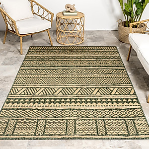 nuLOOM Abbey Geometric 7x9 Indoor/Outdoor Area Rug for Living Room Patio Deck Front Porch Kitchen, Green/Brown
