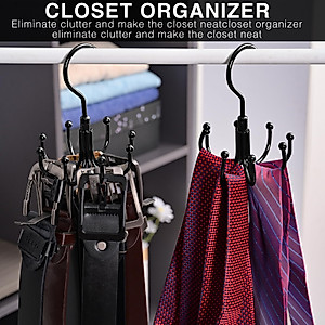 Lunies Belt Hanger for Closet 2-Pack, Tie and Belt Organizer for Closet, Metal Tie Rack, Bra Hanger Organizer, Hanging Belt Holder Storage for Closet, Scarf, Bra, Purse, Hat (Black)