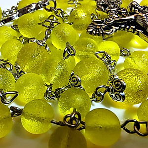 GeekTenet Rosary Beads Chaplet NL Artificial Crystal Rosery Cross Catholic Rosaries (Yellow)