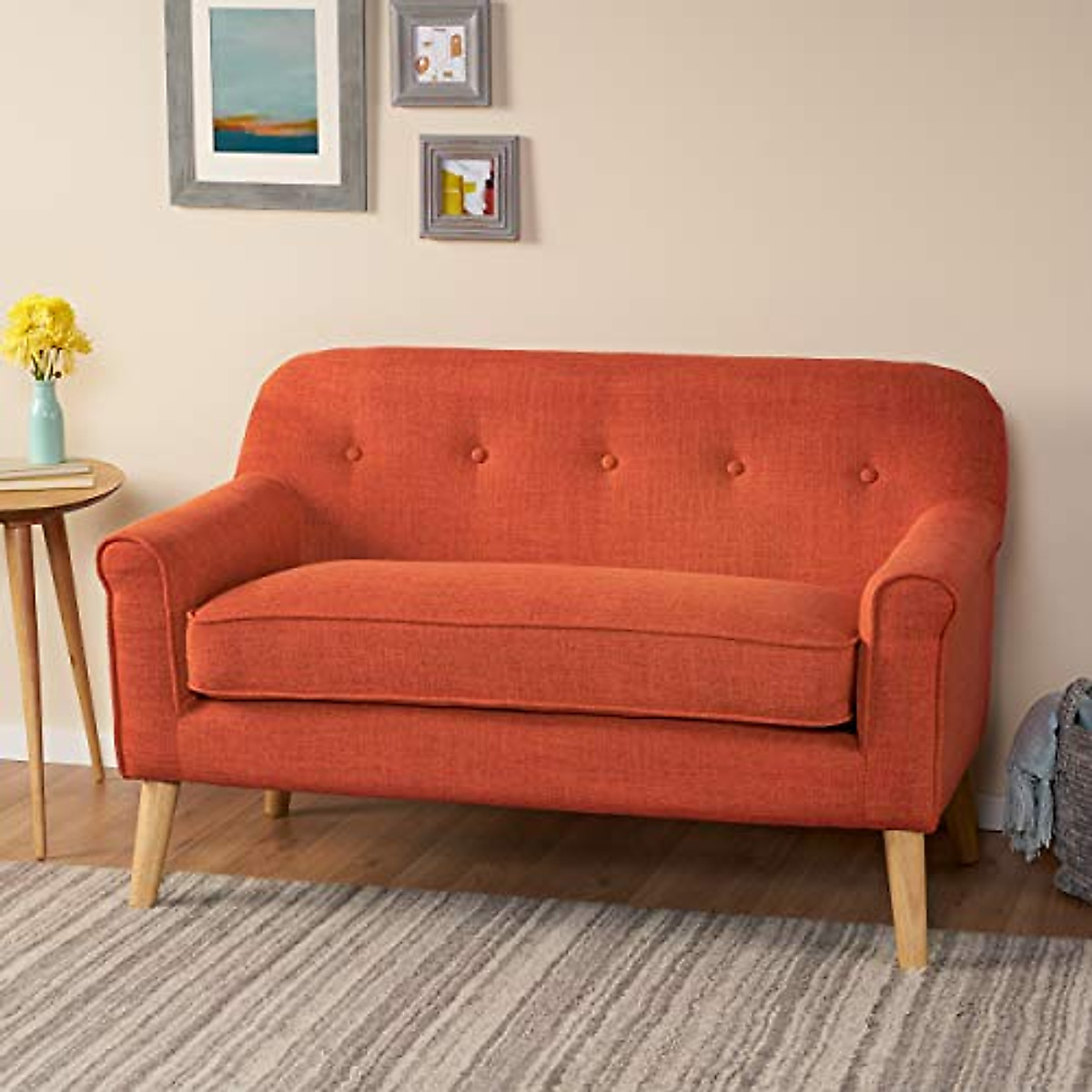 Christopher Knight Home Mariah Mid-Century Modern Loveseat, Muted Orange