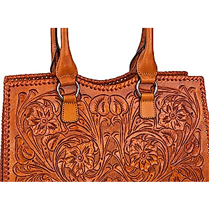 Mauzari Carlotta Women's Extra Large Tooled Leather Tote (Chestnut)