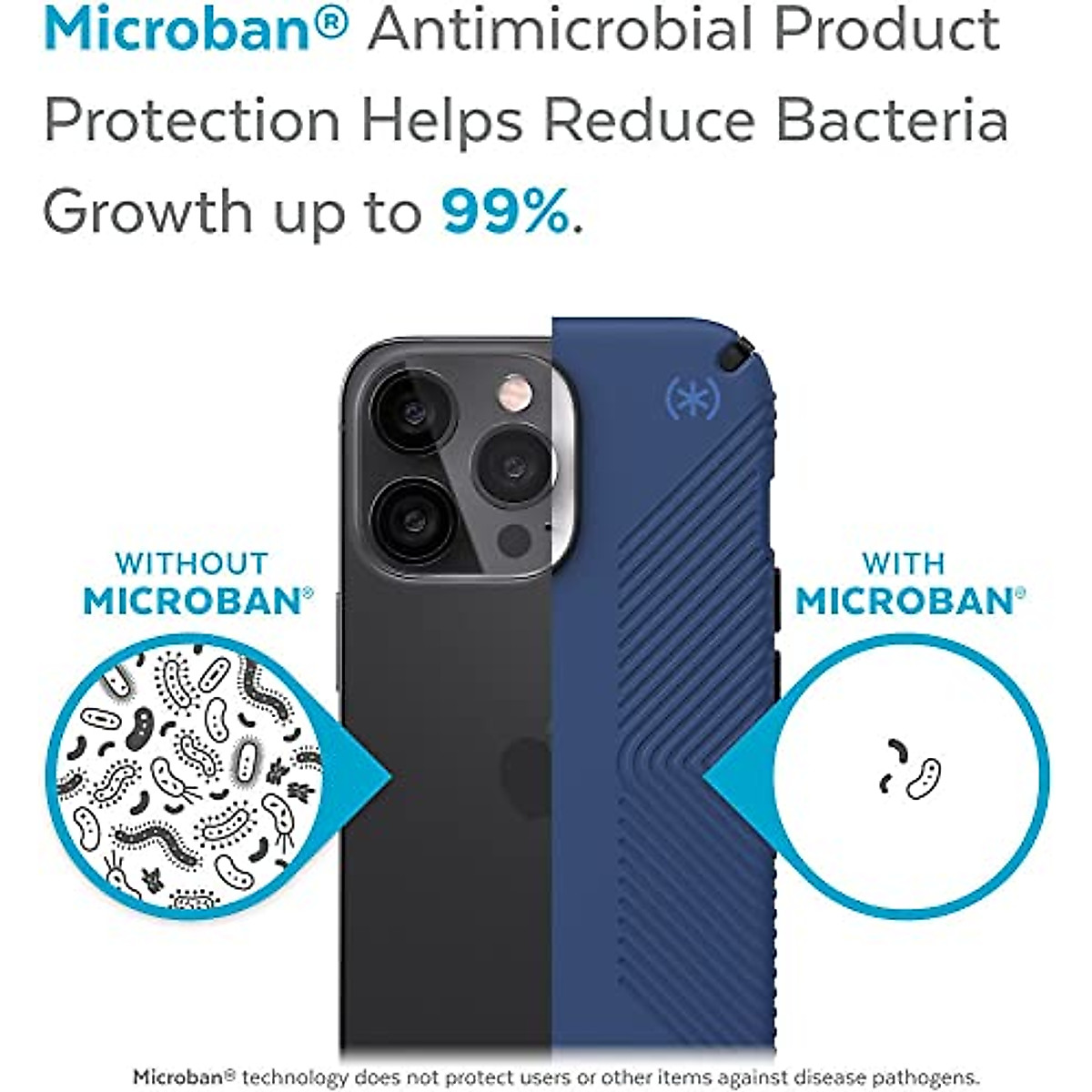 Speck Presidio2 Grip Case for Apple iPhone 13 Pro Polycarbonate,Shock-Absorbent Coastal Blue and Black Compatible w Mag Safe