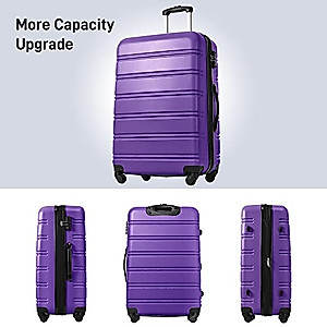 Merax Luggage Sets of 2 Piece Carry on Suitcase Airline Approved,20/28 IN Hard Case Expandable Spinner Wheels (Purple)