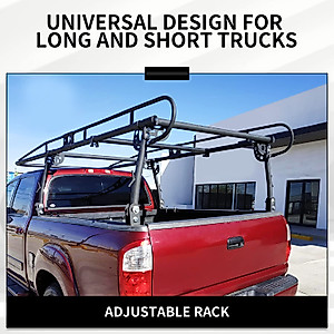 7BLACKSMITHS 1000 LBS Adjustable Truck Contractors Rack Ladder Pickup Kayak Lumber Rack Side Bar Long Cab Full Size 60"(W) x 138"(L) x 34"(H) (You Will get 2 Boxes)