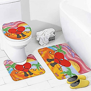 Bad Cute Bunny 4 PC Bathroom Shower Curtain Sets, with Non-Slip Rugs, Toilet Lid Cover and Bath Mat, Durable and Waterproof Bathroom Complete Set Decor Accessory 71" X 71"