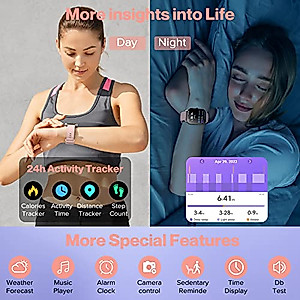 Aptkdoe Smart Watch, Fitness Tracker with Dail Calls Speaker, 1.85" Touch Screen IP68 Waterproof Smartwatch, 112 Sport Modes Activity Tracker with Heart Rate Monitor, Pedometer Watch for Women Pink