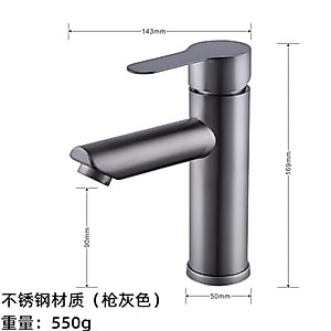 QAXIOQCS Kitchen Faucet Stainless Steel Hot and Cold Water Tap Washbasin Basin Faucets Bathroom Bathtub Accessories Set Sink Bath Mixer(Color:Gray)