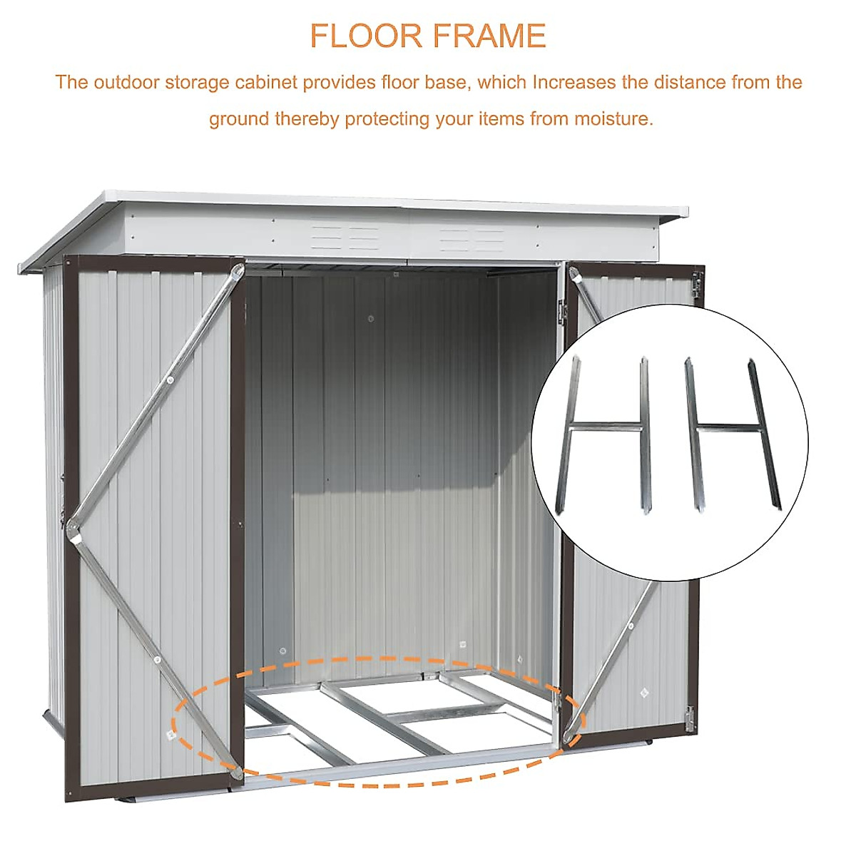 Outdoor Storage Shed, 6×4Ft Metal shed, Galvanized Steel Garden shed with Lockable Double Doors, Backyard Bike shed, Tool shed for Patio Lawn Backyard Trash Cans, Coffee