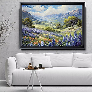 Enchanting Texas, Native Texas Hill Country Bluebonnet Landscape - Fine Art Print Mounted in a White Mat Board