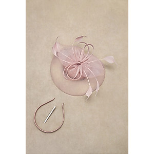 BABEYOND Women's Fascinator Hat Kentucky Hat Feather Derby Fascinator Tea Party Hat for Cocktail Wedding Nude Pink