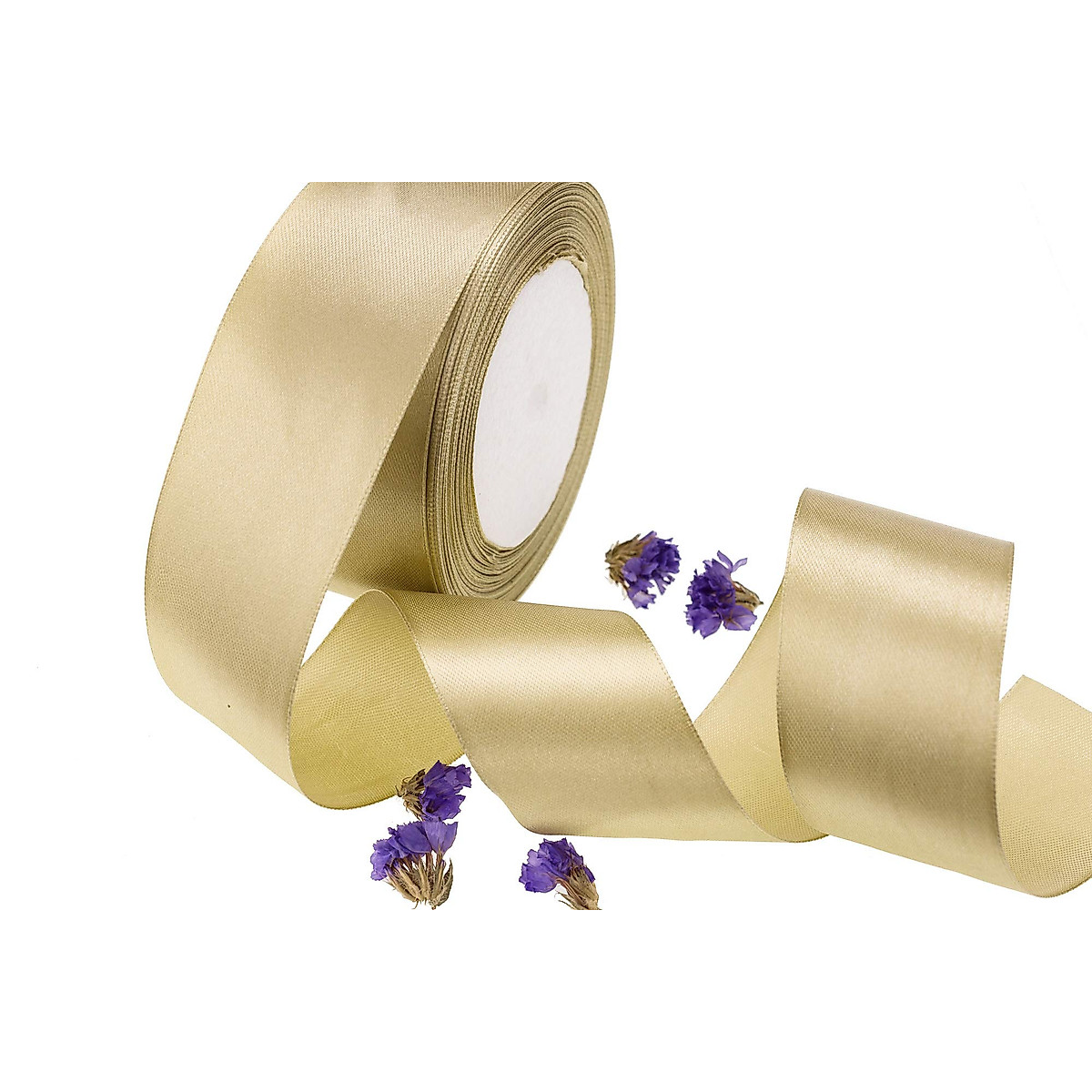 ATRBB 25 Yards 1-1/2 inch Wide Satin Ribbon Perfect for Wedding,Handmade Bows and Gift Wrapping(Old Gold)