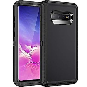 Regsun for Galaxy S10 Plus Case,Shockproof 3-Layer Full Body Protection [Without Screen Protector] Rugged Heavy Duty High Impact Hard Cover Case for Samsung Galaxy S10 Plus,Black