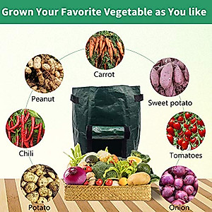10 Gallon Potato Bag-6 Packs, Breathable Plant Bag with Windows and Handles for Tomatoes, Carrots, Fruits and Garden Pots (Dark Green)