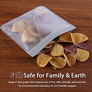 SPLF 12 Pack BPA FREE Reusable Storage Bags (5 Reusable Sandwich Bags, 5 Reusable Snack Bags, 2 Reusable Gallon Bags), Extra Thick Freezer Bags Leakproof Silicone and Plastic Free Lunch Bags for Food