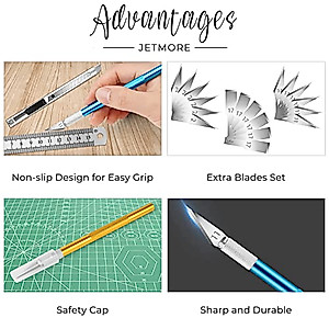 Jetmore 94 Pack Exacto Knife Craft Knife Kit, 2 Precision Exacto Knife Set, 80PCS #2/#11/#17 Hobby Knife Blades with Storage Case, Exacto Knife ​for DIY, Art Work, Cutting, Carving