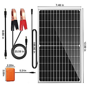 WeSCFAL Solar Car Battery Charger & Maintainer, 12 Volt 10 Watt Solar Panel Power Charger, Portable Power Backup Kit with Alligator Clip for Automotive RV Marine Boat Truck Motorcycle Trailer