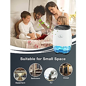 Dehumidifiers:Portable Dehumidifier for Home, Bedroom, Bathroom 35OZ Small Dehumidifiers Mini dehumidifier with Auto Shut-off, 7 Colors Night Lights, Ultra Quiet for Closet RV Office