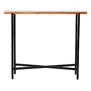 Alaterre Furniture Rivers Edge 36" Acacia Wood and Acrylic Narrow Console Table