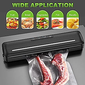 Vacuum Sealer Machine Automatic Air Sealing Vacuum Sealer for Food Saver with Dry/Moist Food Modes and Cutting Design with 10pcs 11.8 Inch Sealer Bags for Kitchen Food Sealer