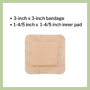 McKesson Hydrocellular Foam Dressings, Sterile, Silicone Adhesive with Border, Dimension 3 in x 3 in, Pad 1 4/5 in x 1 4/5 in, 10 Count, 1 Pack