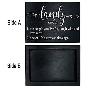 Maoerzai Family Inspirational Quotes Wall Art, Wooden Box Sign Home Wall Decoration, Rustic Farmhouse Bedroom Living Room Office Tabletop Wall Art Decor. (8 X 6 X 1.2 inch, Black - Family-3)
