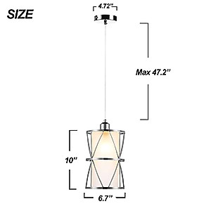 KLOSM Modern Mini Pendant Light in Brushed Nickel Finish with Frosted Glass Shade 1-Light Adjustable Cylinder Pendant Lighting Fixture for Kitchen Island Sink Dining Room Counter Farmhouse