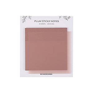 DiverseBee 50 Sheets Pastel Transparent Sticky Notes, 3x3” Clear Sticky Tabs, Translucent Page Flags Book Markers Stickers, Planner Accessories, Bible Journaling Study Office School Supplies (Plum)