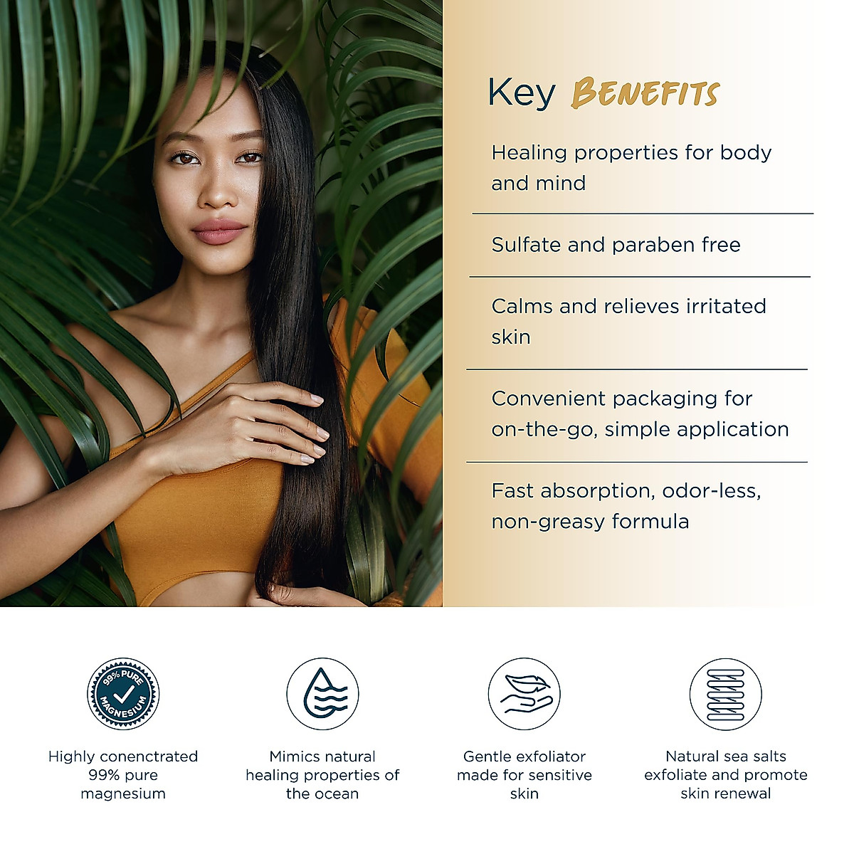 Abundant Natural Health Ocean Soothe Scalp Relief Spray with Highly Concentrated Magnesium Salt for Dry and Flaky Skin, Quick Absorption, All Natural and Fragrance-Free Leave-In Scalp Treatment, 60mL