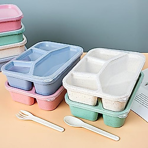 Meal Prep Container Microwave Safe, 4 Pack Bento Lunch Box, 4-Compartment Snack Container for School Work Travel, Lunch Containers for Adults, Bento Box for Kids, Reusable Dishwasher Safe