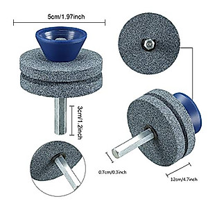 【2021 NEW】Double Layer Corundum Lawn Mower Blade Sharpener, Universal Wear Lawnmower Blade Sharpener for Any Power Drill/Hand Drill, Double-Layer Grindstones Easy to Use and Not Easy Damage-(Gray)