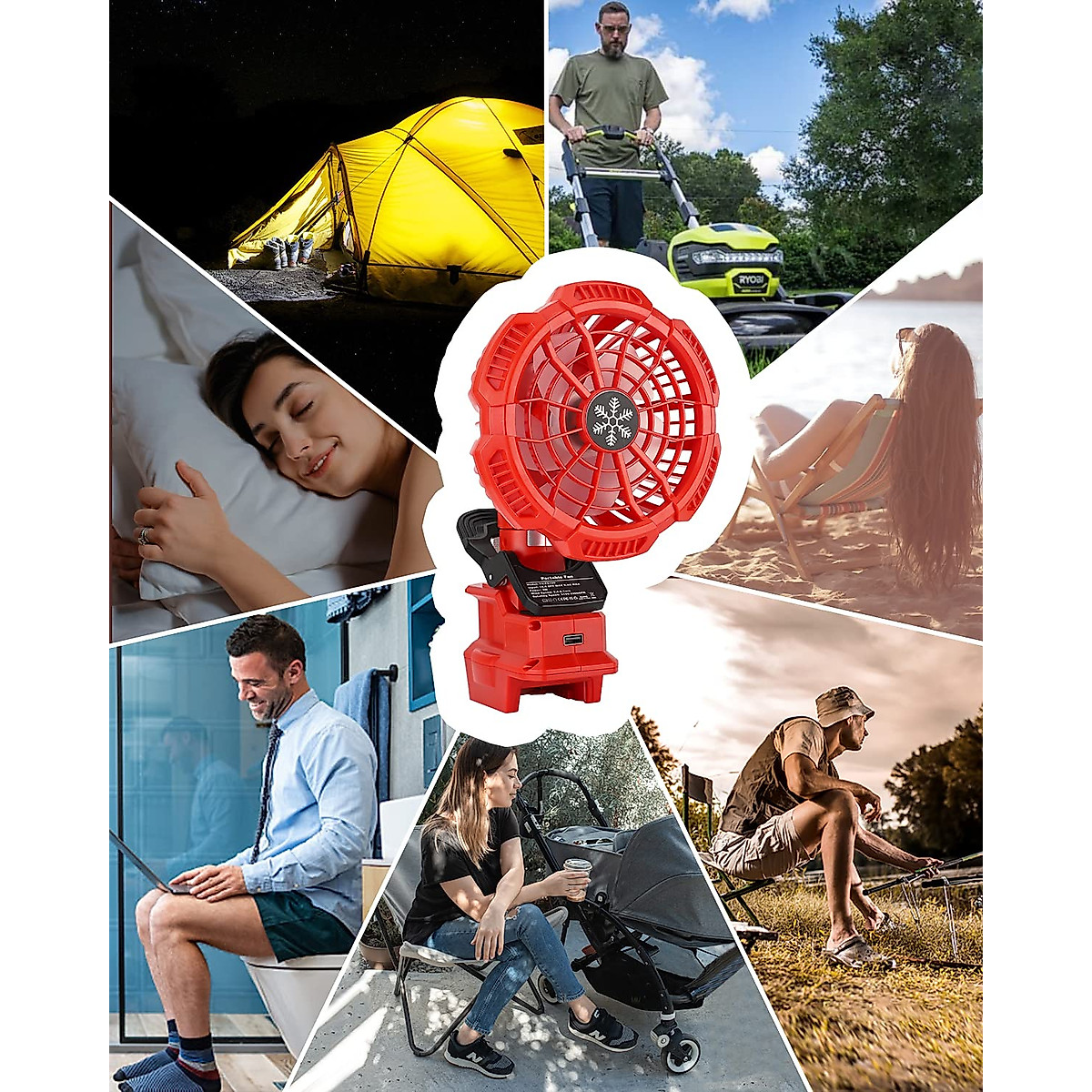 Taingwei Portable Clip on Fan for Milwaukee M18 Battery,18V Battery Powered Stroller Fan with 3 Energy Efficient Speed Settings for Bedroom,Outdoor,Camping and Job Site(Tool Only)