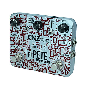 CNZ Audio Re-Pete Stereo Looper Guitar Effects Pedal, Unlimited Overdub, Dual Input & Output Loop, Forward, Reverse, Volume Control, True Bypass, & Much More