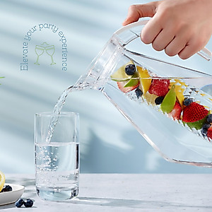 MosJos Acrylic Pitcher (72 oz), Clear Plastic, Water Pitcher with Lid, Shatterproof, BPA-Free Clear Pitcher, Ideal for Sangria, Lemonade, Juice, Iced Tea & More (Infuser- Acrylic Pitcher)