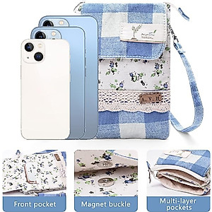 LassZone 5 Pockets Canvas Crossbody Bag Purse for Women Summer Beach Bag Shoulder Bags Phone Bag Travel Bag Pouch Bags
