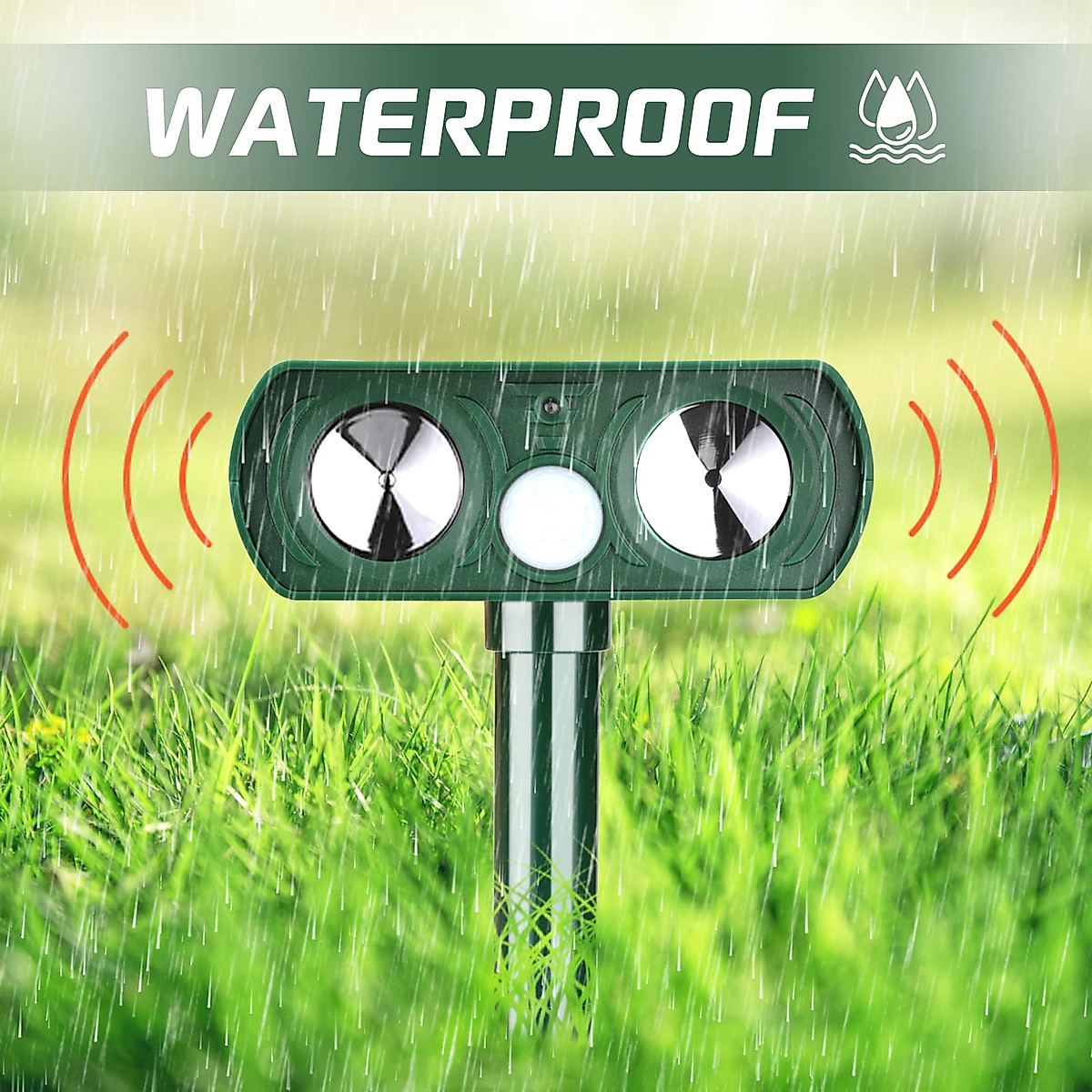 Pblovylu Pack of 4 Ultrasonic Animal Repellent Outdoor Solar Animal Repeller Deer Repellent Devices with Motion Sensor Animal Deterrent to Repel Cat Deer Squirrel Rabbit Dog Skunk for Yard Lawn