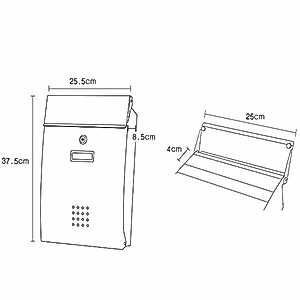 Mailboxes for Outside Mailbox Wall Mount Mailbox Post Box Outdoor Wall-Mounted Stainless Steel Mail Box Suggested Box with Lock European Rainproof Villa (Color : Silver)